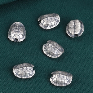 Sterling Silver Tortoise Shell Beads, Carapace Beads 925 Silver Turtle ...