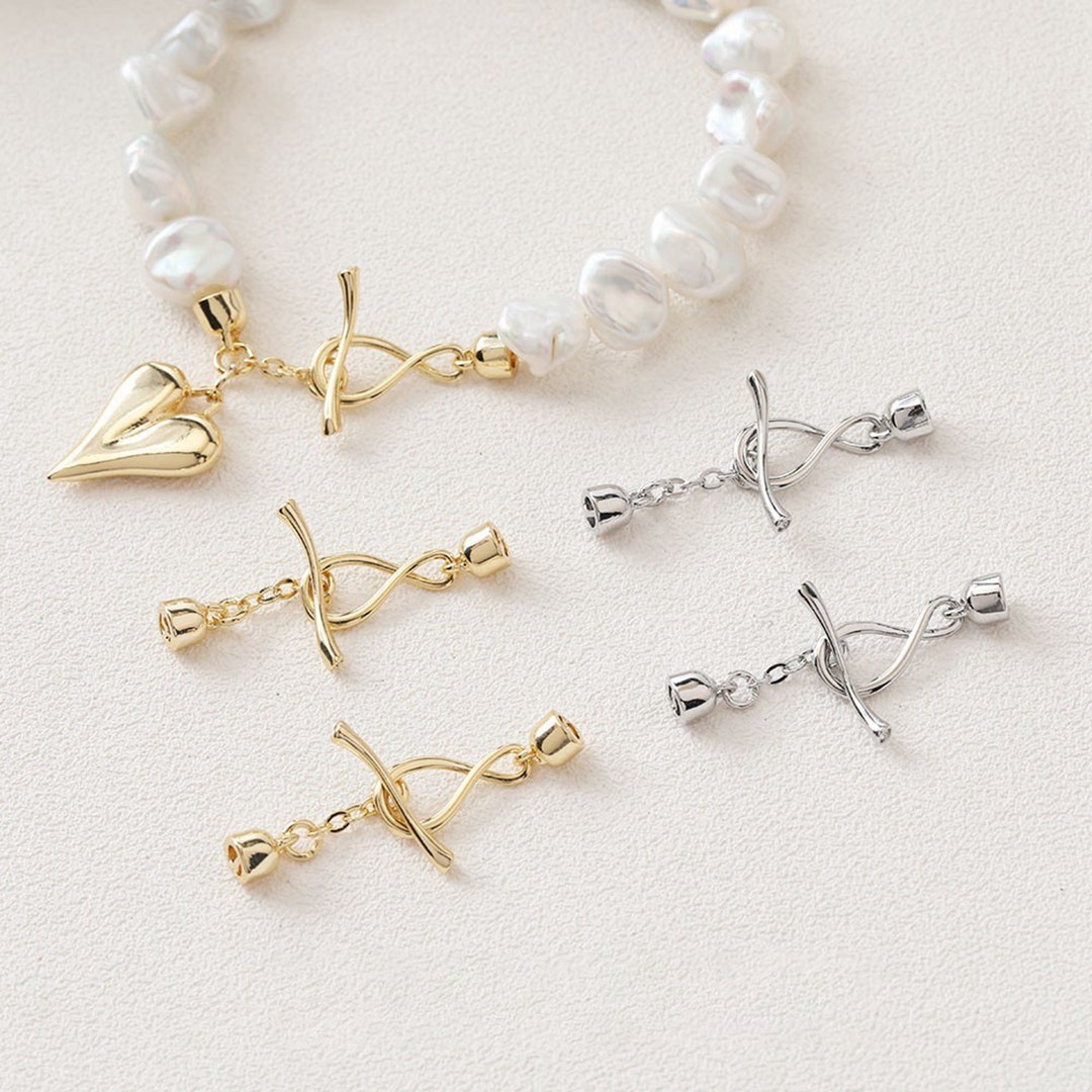 14K Gold Plated Infinity Toggle Clasps Gold Tone Toggle Clasp - Etsy