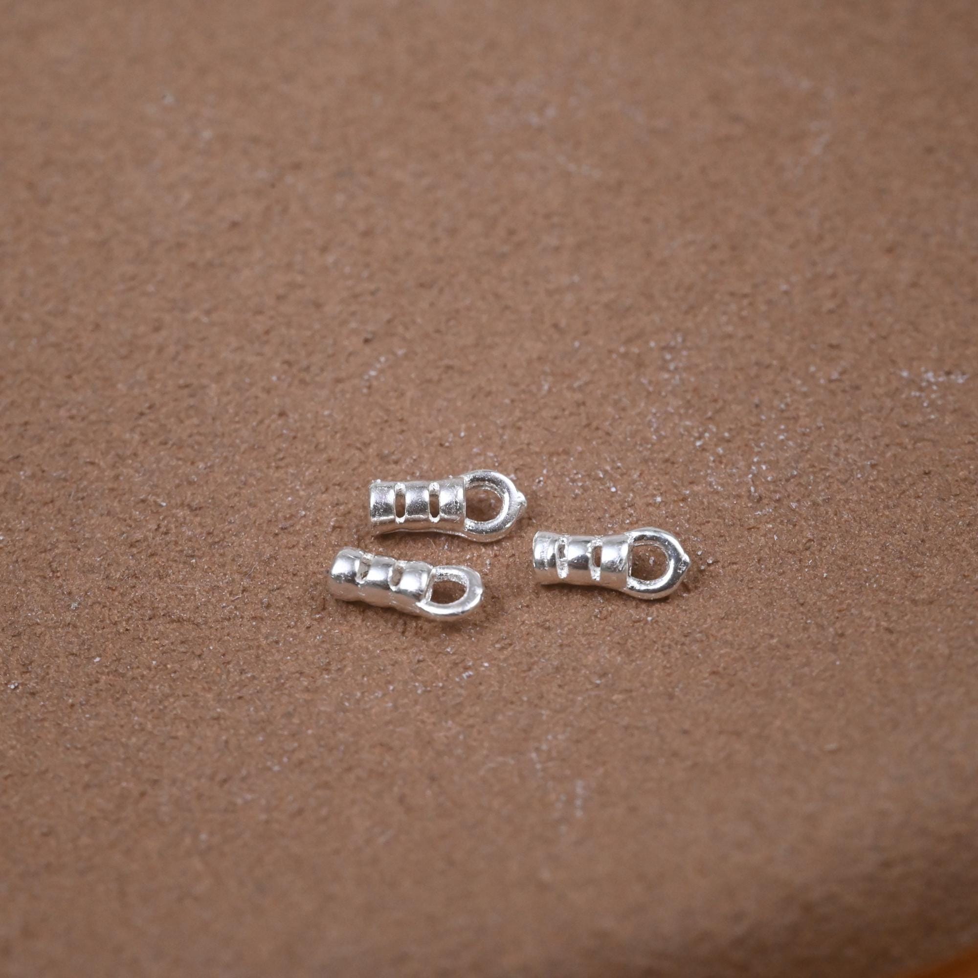 Sterling Silver Crimp End Caps, S925 Silver Leather Cord End, Bracelet ...