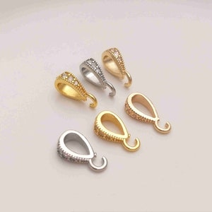 10pcs 14K Gold Plated Shiny Pinch Bails, Gold Tone Pinch Bail Set, Gold ...