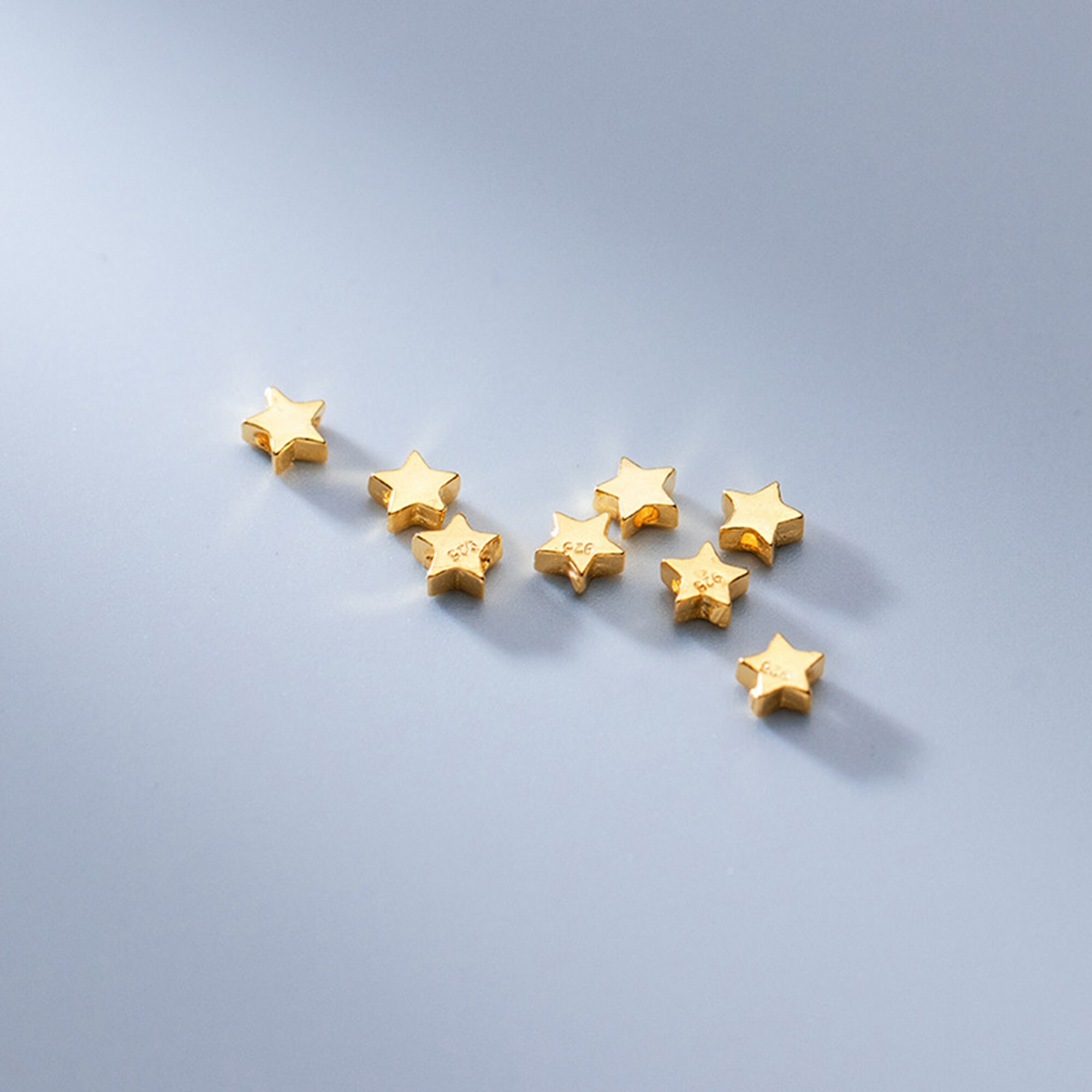 20pcs Sterling Silver Star Beads, 925 Silver Gold Plated Star Bead ...