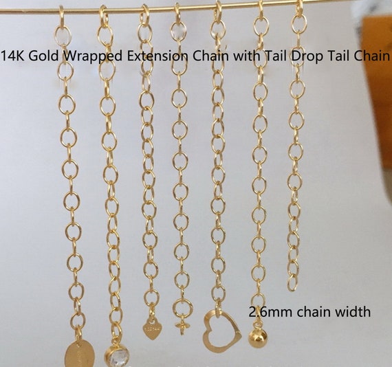 14K Gold Filled Extension Chains With Tail Drop Gold Filled - Etsy