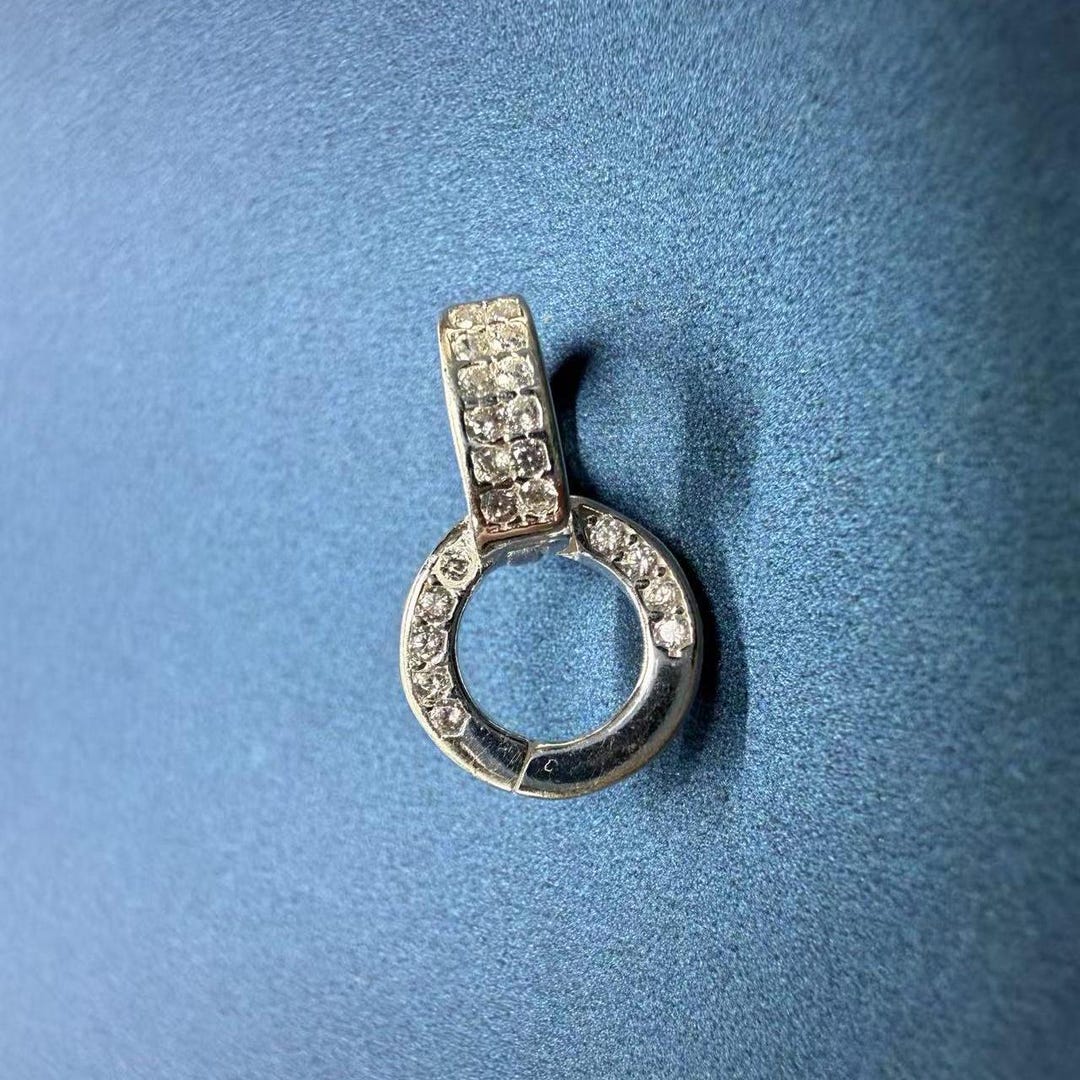 Sterling Silver CZ Round Push Clasps, 925 Silver Round Hinged Clasp ...