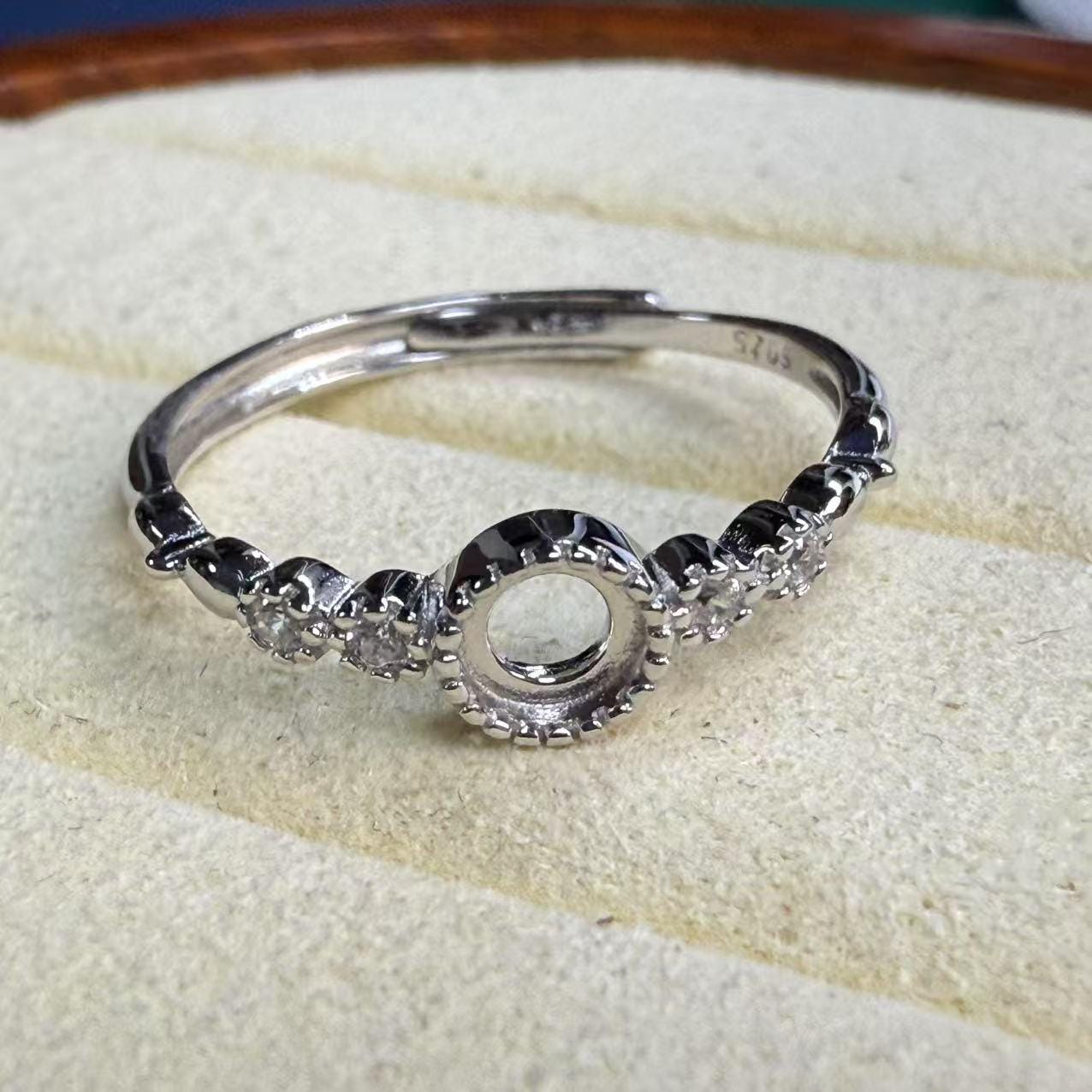 Sterling Silver Round Ring Setting, Round Ring Head, 925 Silver Ring ...