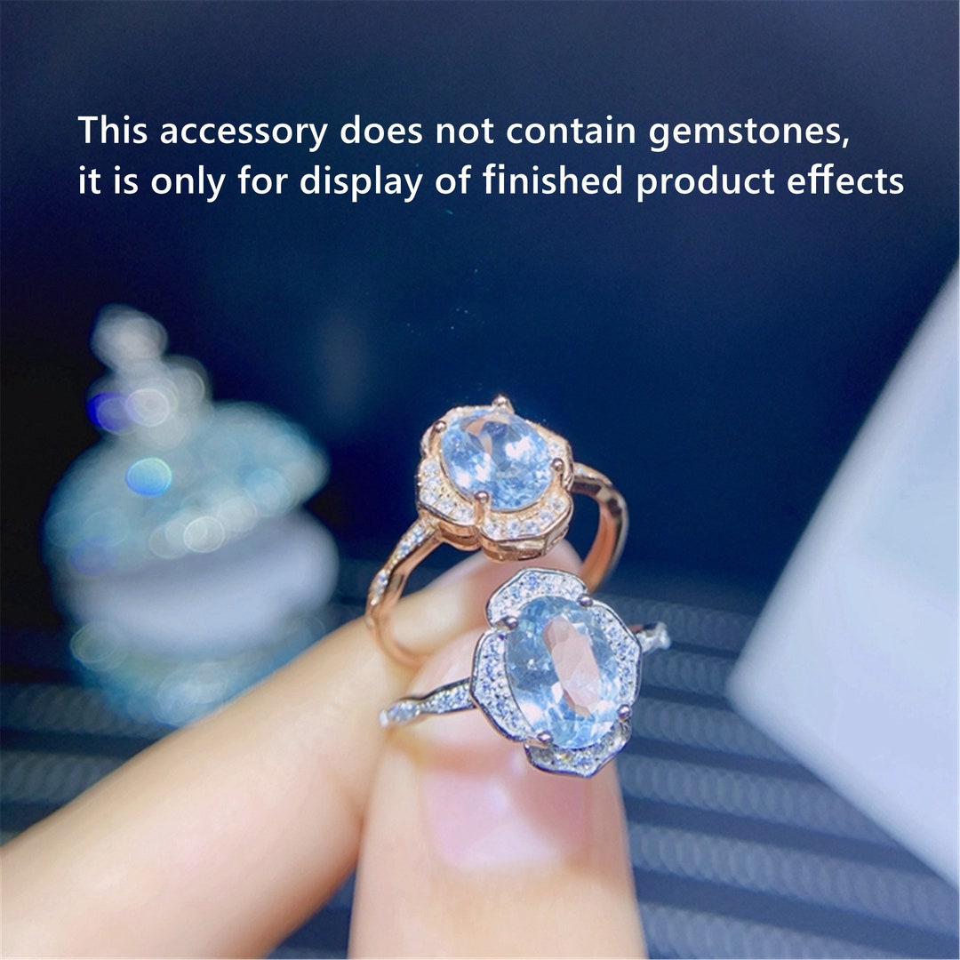 Sterling Silver Oval Ring Setting, Oval Ring Head, 925 Silver Ring ...