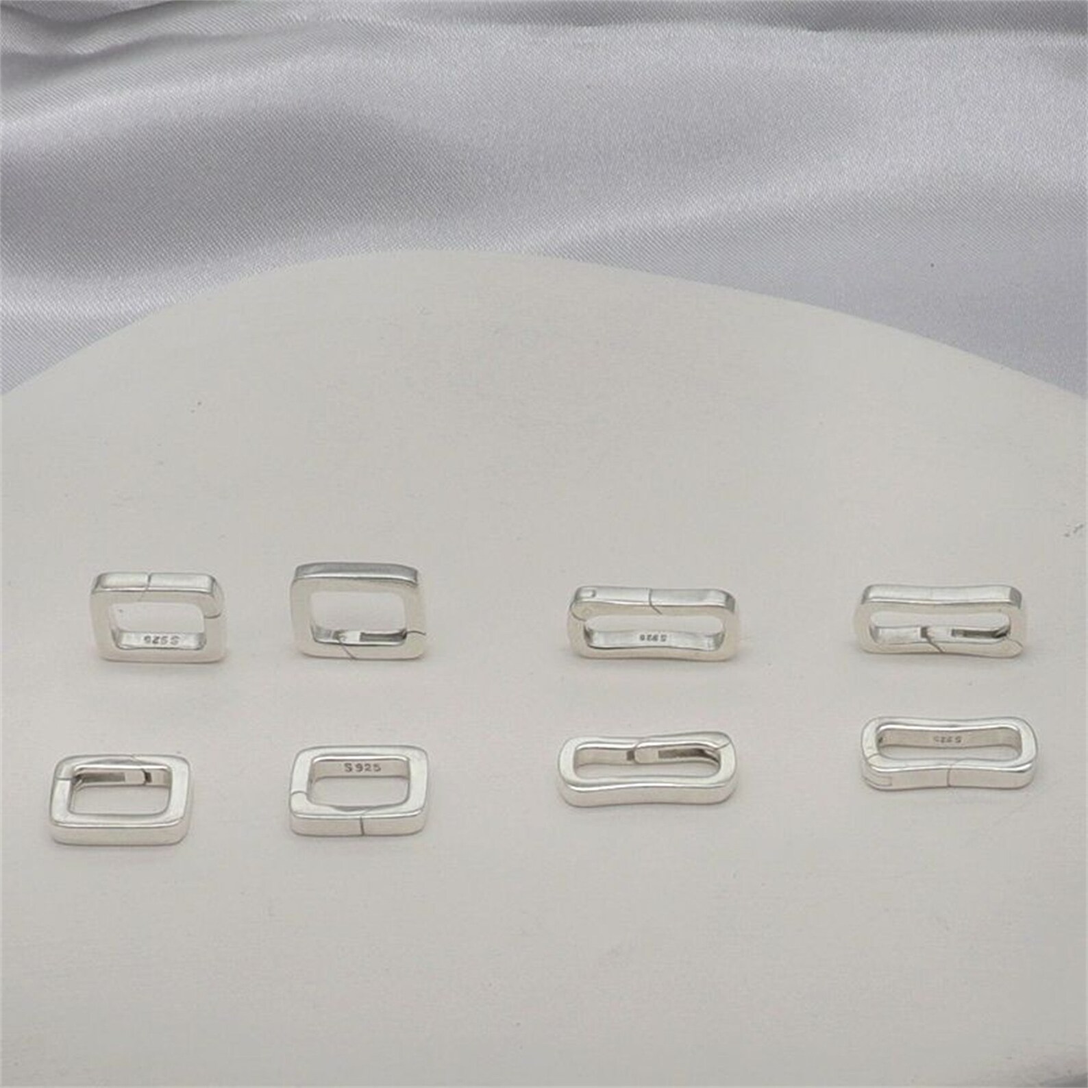 Sterling Silver Rectangle Clasp, Silver Geometric Hinged Clasp, Push ...