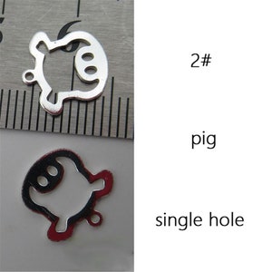Sterling Silver Pig Silhouette Connector Charm, Piggy Bracelet, Country ...