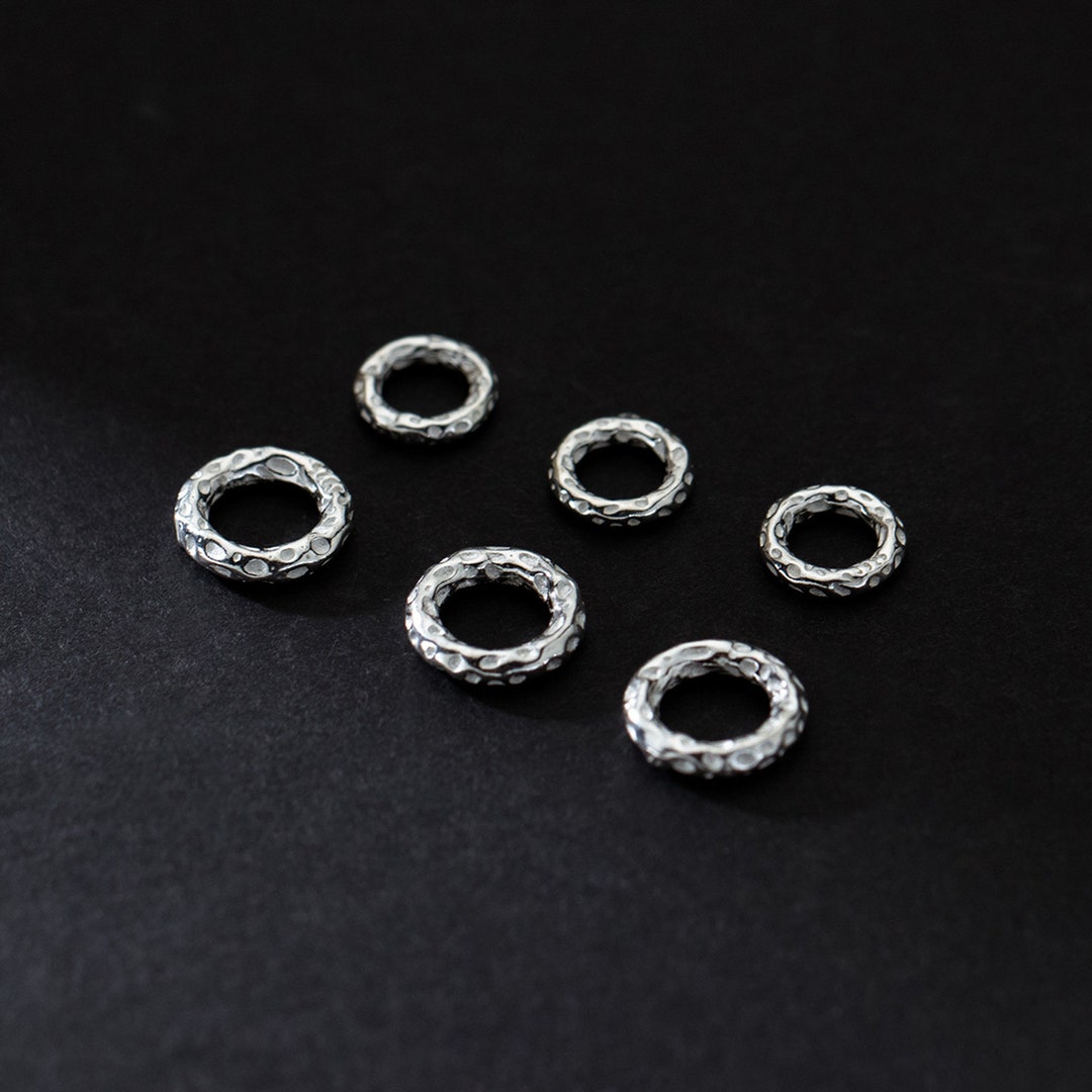 Sterling Silver Round Spacer Beads, 925 Silver Hammered Pony Bead ...