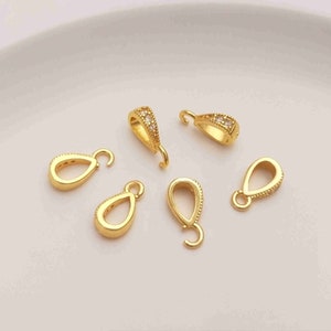 10pcs 14K Gold Plated Shiny Pinch Bails, Gold Tone Pinch Bail Set, Gold ...