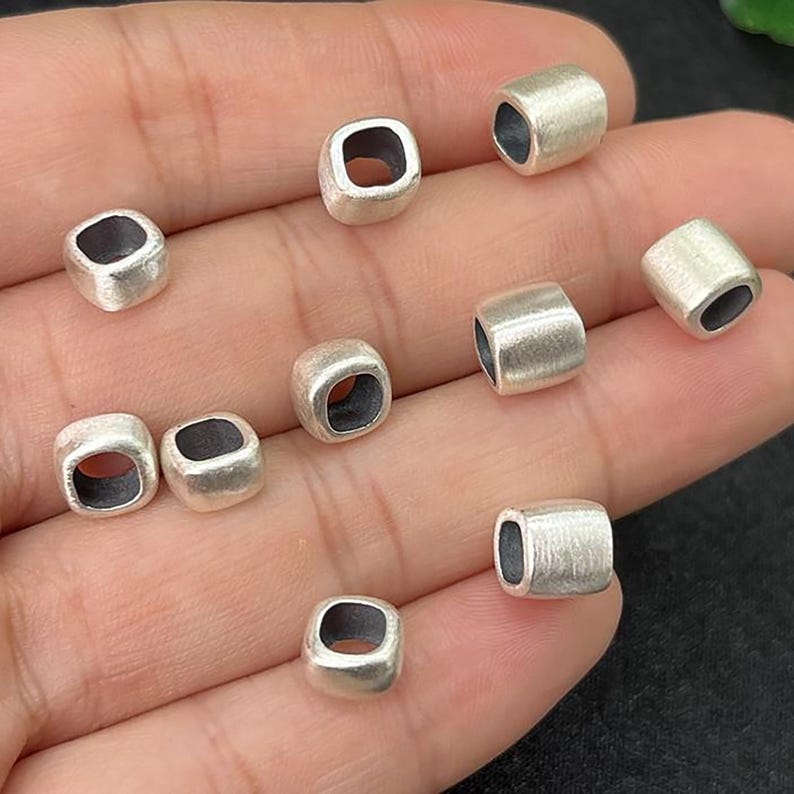 Sterling Silver Square Bead, Bracelet Spacer, Tube Bead - Etsy