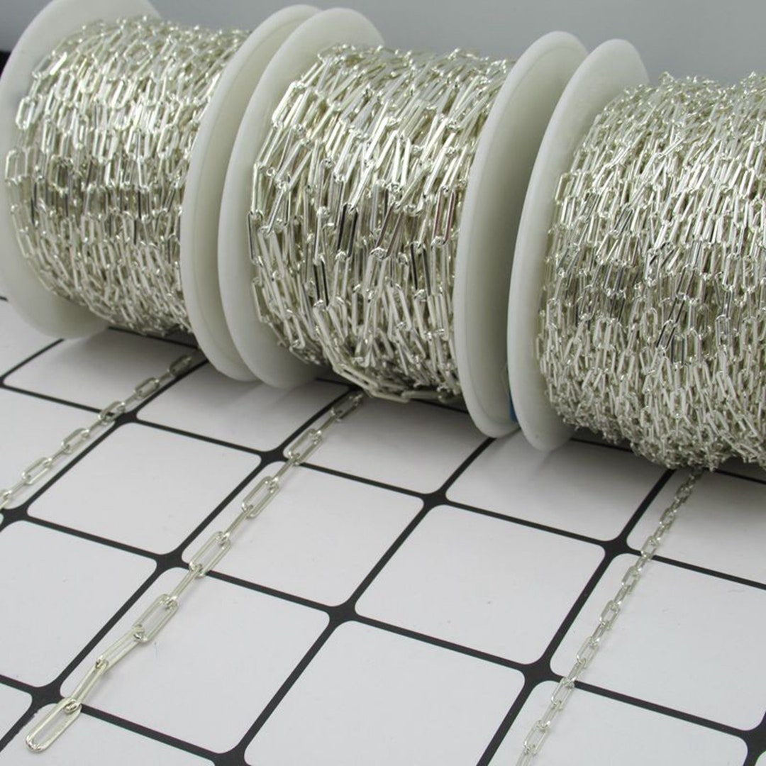Sterling Silver Rectangle Cable Chain, Bulk Cable Chain, S925 Silver ...