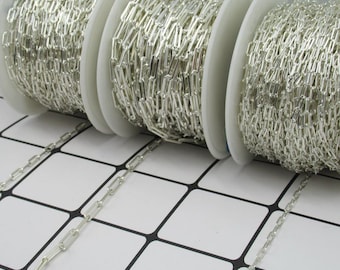 Sterling Silver Small Drawn Cable Chain, Rectangle Cable Chains, Bulk ...