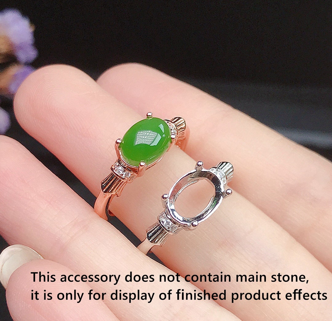 Sterling Silver Oval Ring Setting, Oval Ring Head, 925 Silver Ring ...