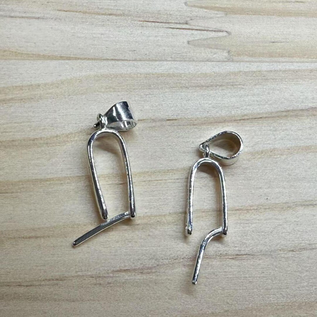 Sterling Silver Shiny Pinch Bails W/ Hole Bail, 925 Silver Pinch Bail ...