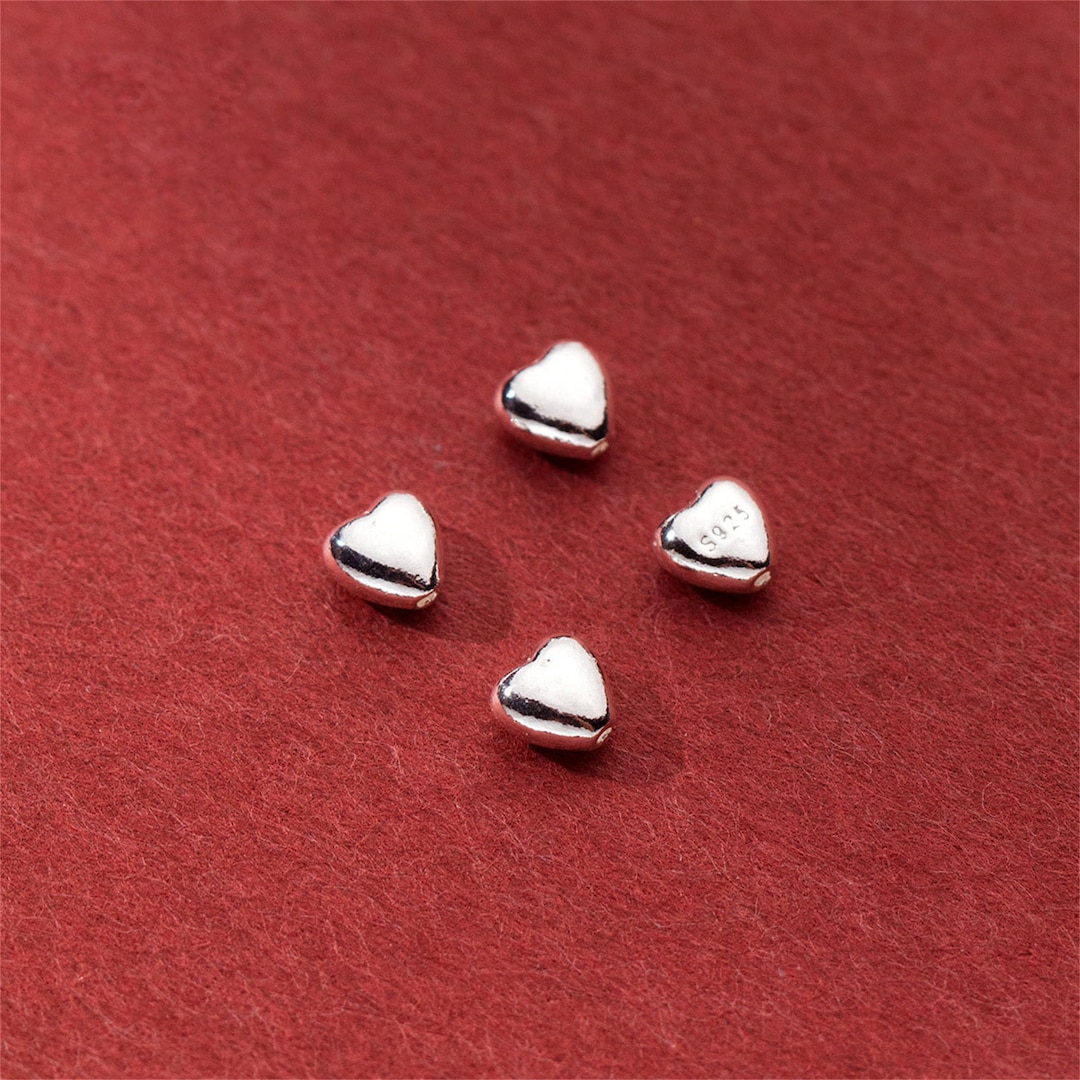 Sterling Silver Heart Beads, Love Bead, Sweetheart Bead, Romantic Bead ...