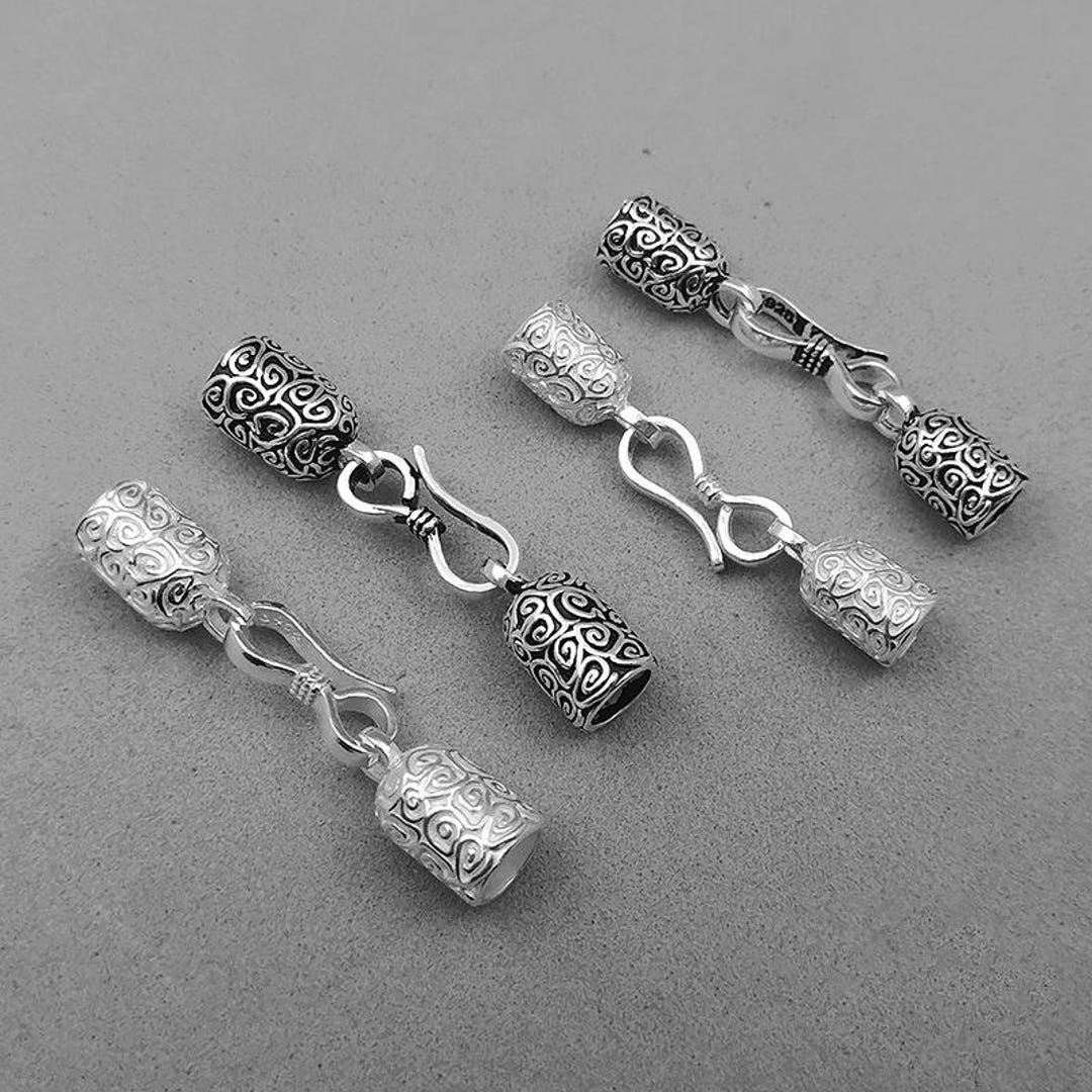 S925 Sterling Silver Cloud Pattern Leather Cord End Cap Connector, Thai ...