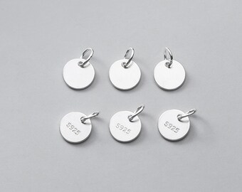 10/100 Pcs Sterling Silver Disc Charms Round Disc Charm 925 | Etsy