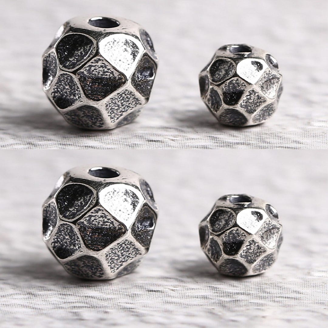 Sterling Silver Rock Beads, Concave Bead, Gemstone Bead, Mineral Bead ...