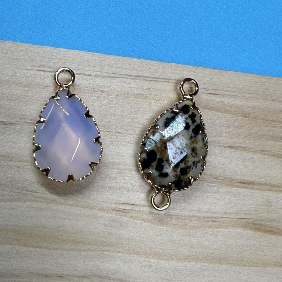 Natural Gemstone Water Drop Charm, Assorted Natural Stones Charm W ...