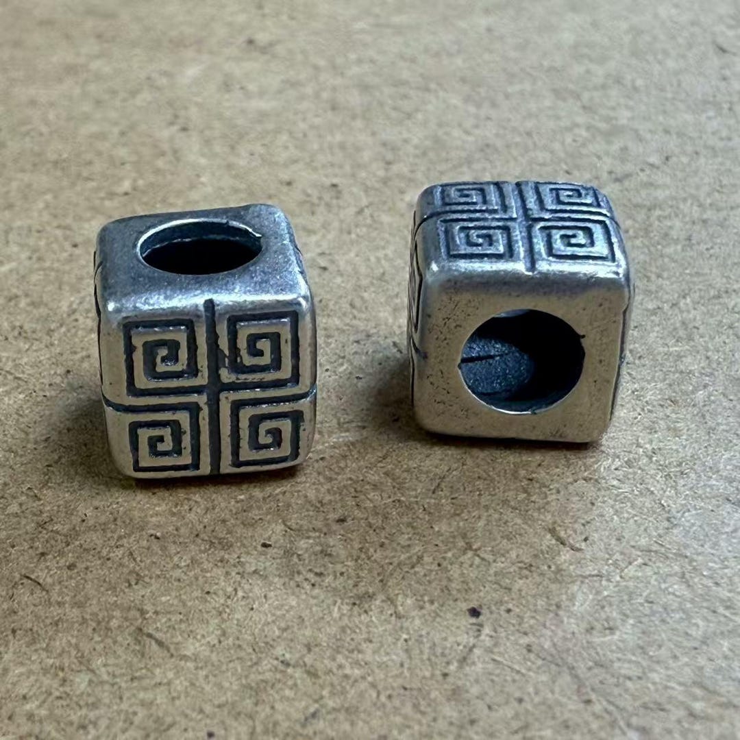 Sterling Silver Greek Key Cube Bead, Bracelet Spacer (10mm) - Etsy ...