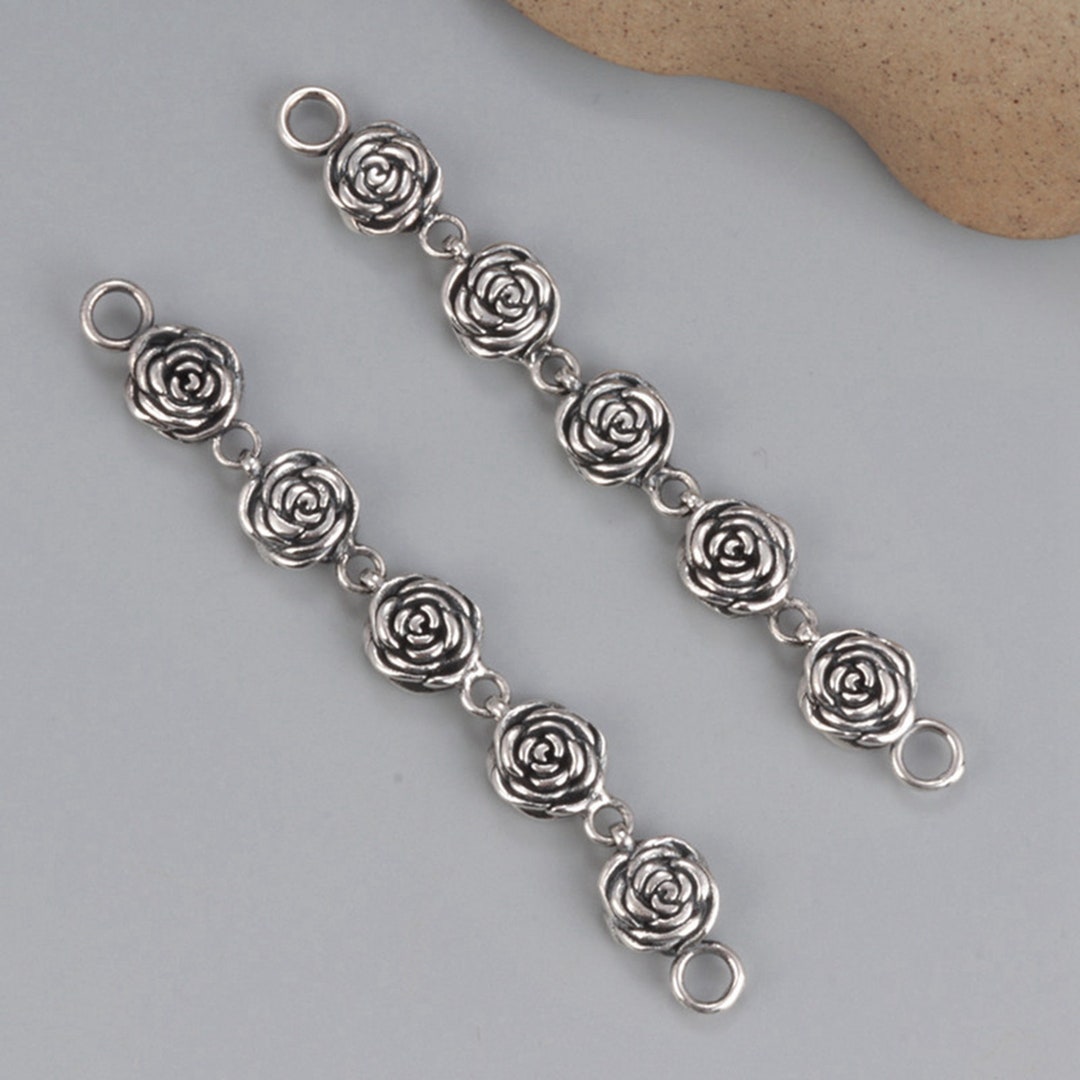 Sterling Silver Rose Flower Extension, 925 Silver Rose Flower Connector ...