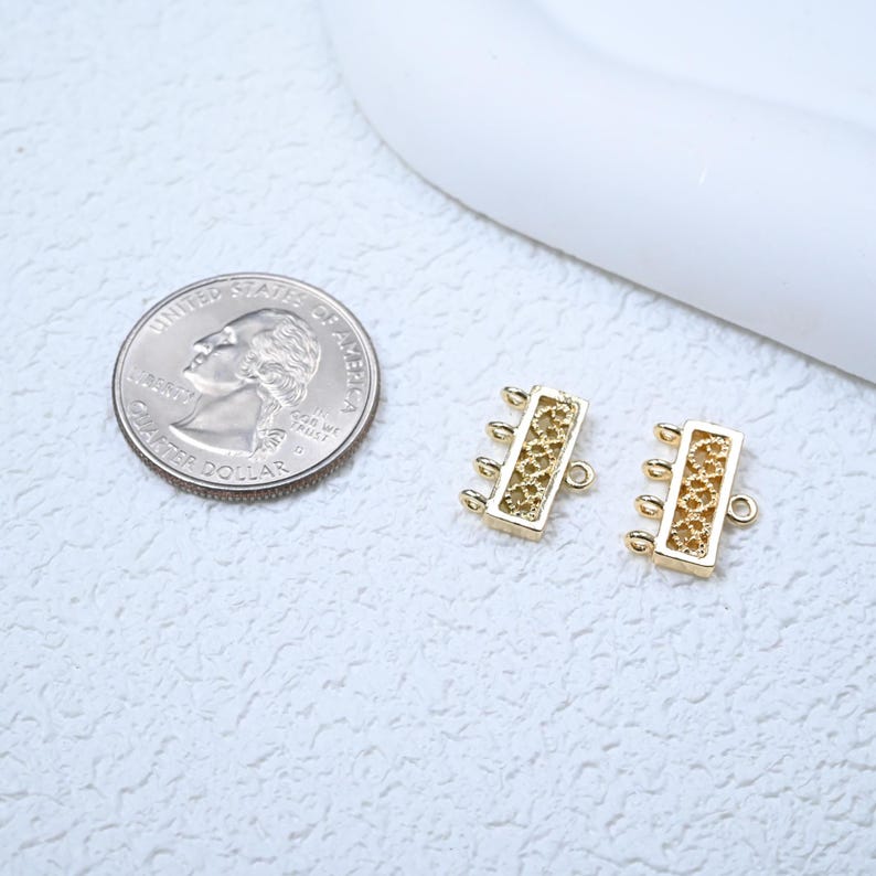 14K Gold Plated Brass Heart Bar Connector, Rectangle Necklace, Bar ...