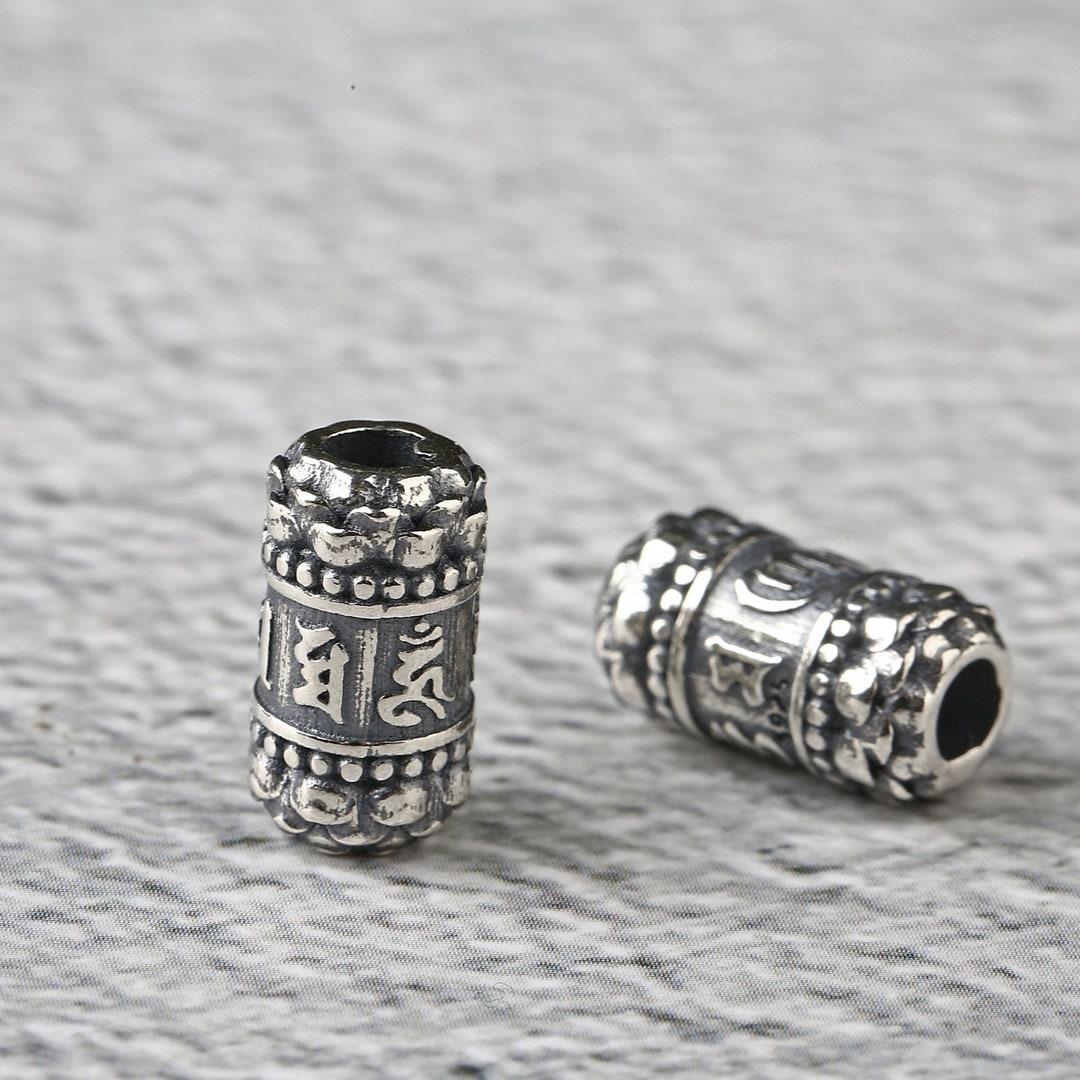 Sterling Silver Om Mani Padme Hum Beads, Buddhist Bead, Meditation Bead ...