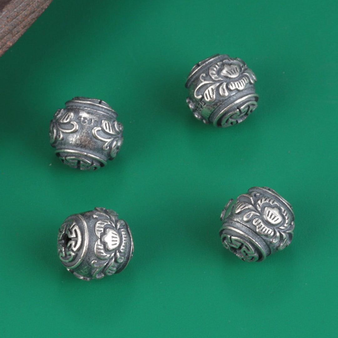 Sterling Silver Flower Beads, Tribal Bead, Ethnic Bead, Indigenous Bead ...