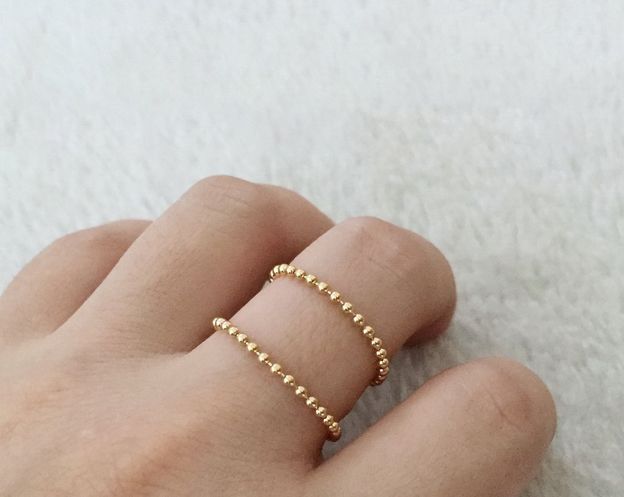 14K Gold Filled Bead Chain Ring Gold Filled Bead Ring Bead | Etsy