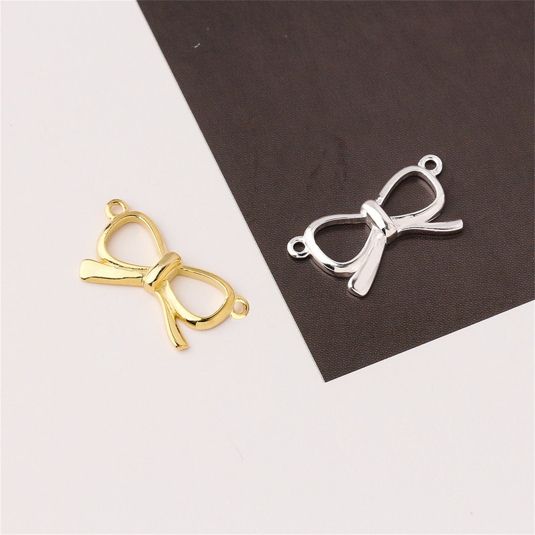 Sterling Silver Bow Connector Charm, Girly Jewelry (18.3mm) - Etsy