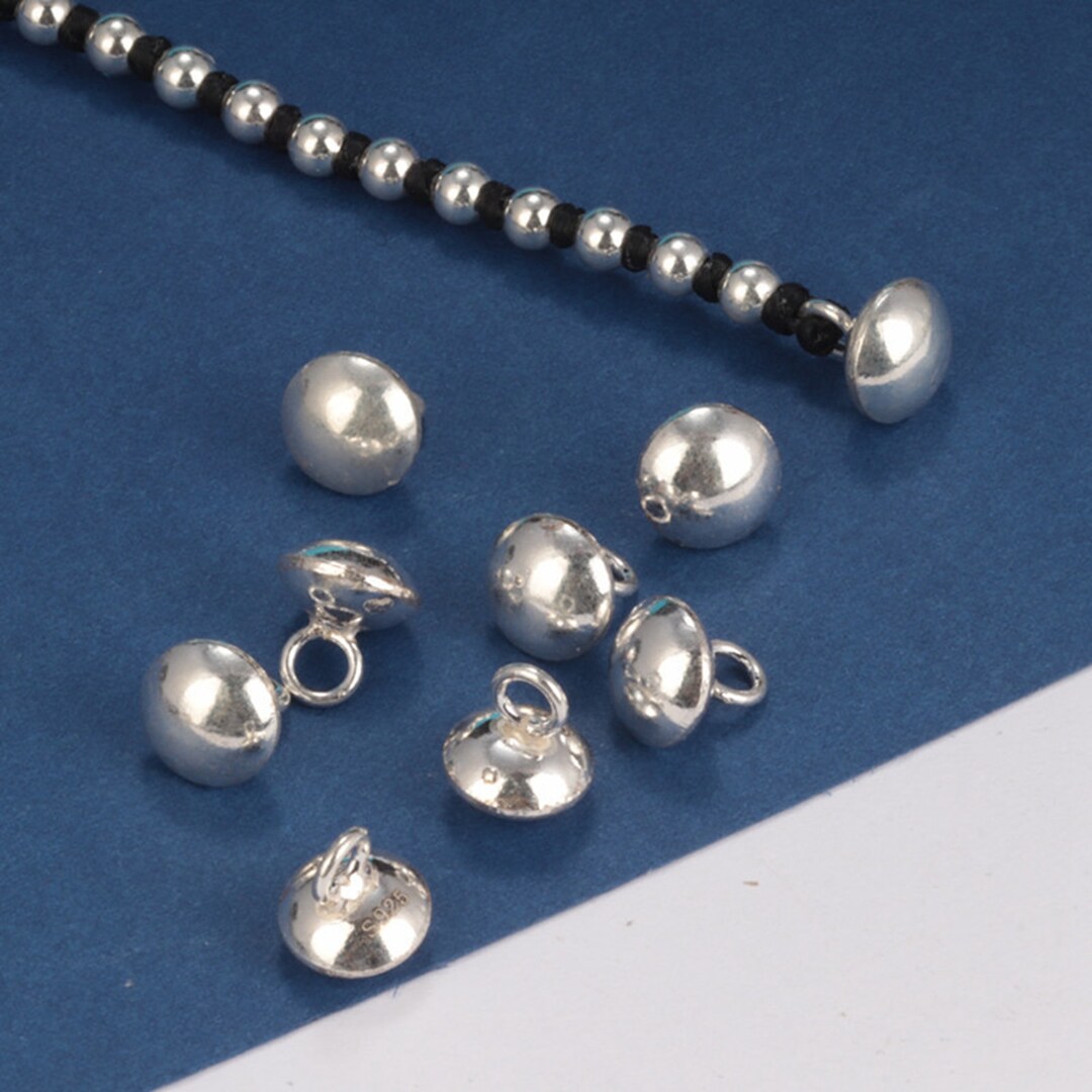 Sterling Silver Plain Round Button Clasps, 925 Silver Round Button ...