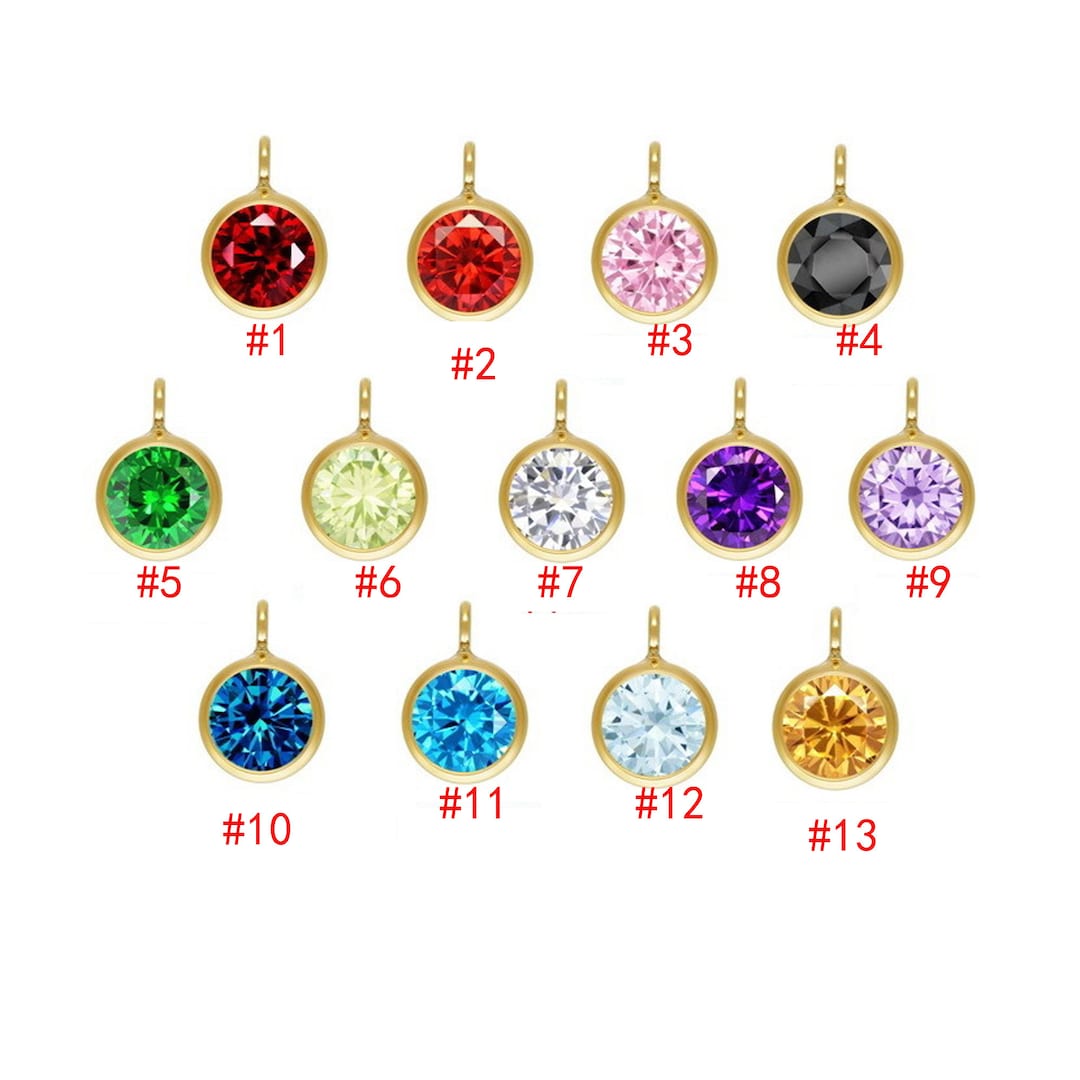 14K Gold Filled Birthstone Charm, Gold Vertical Hole Pendants, Gold ...