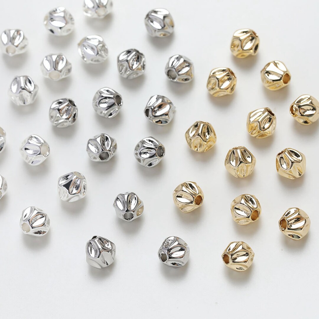 14K Gold Plated Rhombus Beads, Corrugated Bead, Saucer Bead, Pony Bead, UFO Bead, Bracelet ...