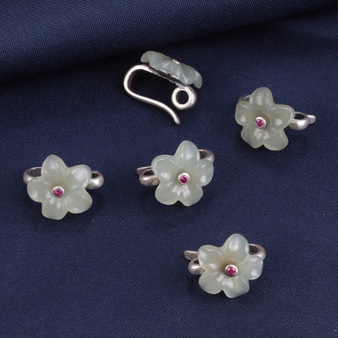 Sterling Silver Daisy Flower S Clasp W/ Jade Inlaid, Sterling S Clasps ...