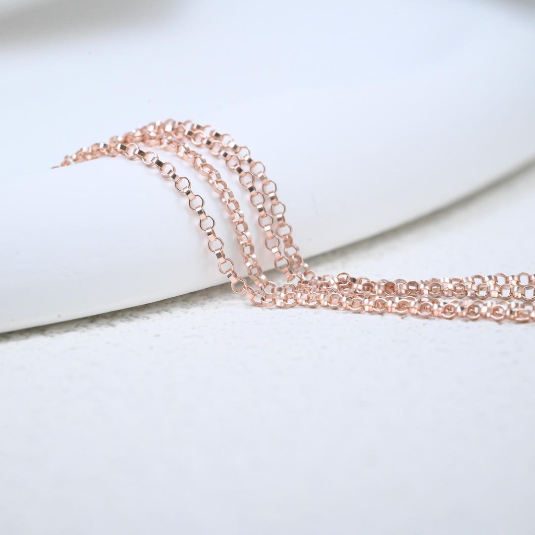 14K Rose Gold Filled Rolo Chain, 1.3mm Bulk Chain for DIY Jewelry - Etsy