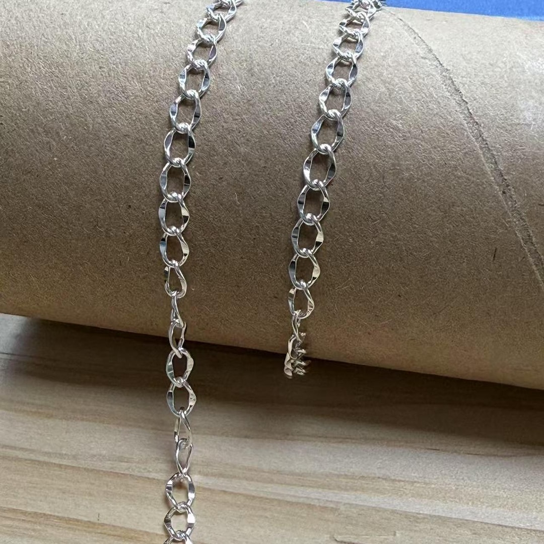 Sterling Silver Curb Chain, Silver Double Curb Chain for Extension ...