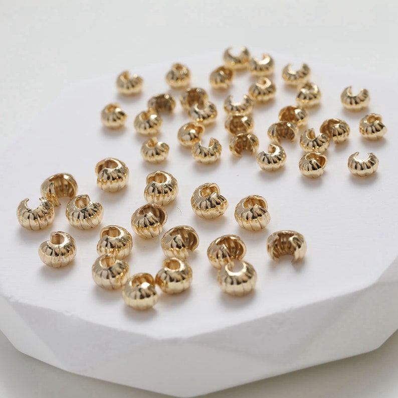 14K Gold Plated Corrugated Crimp Cover Beads Gold Tone - Etsy