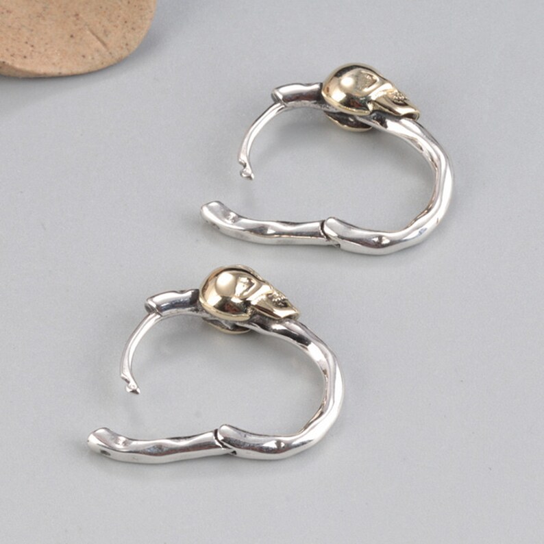1pair Sterling Silver Skull Earrings, 925 Silver Hand Made Earrings ...
