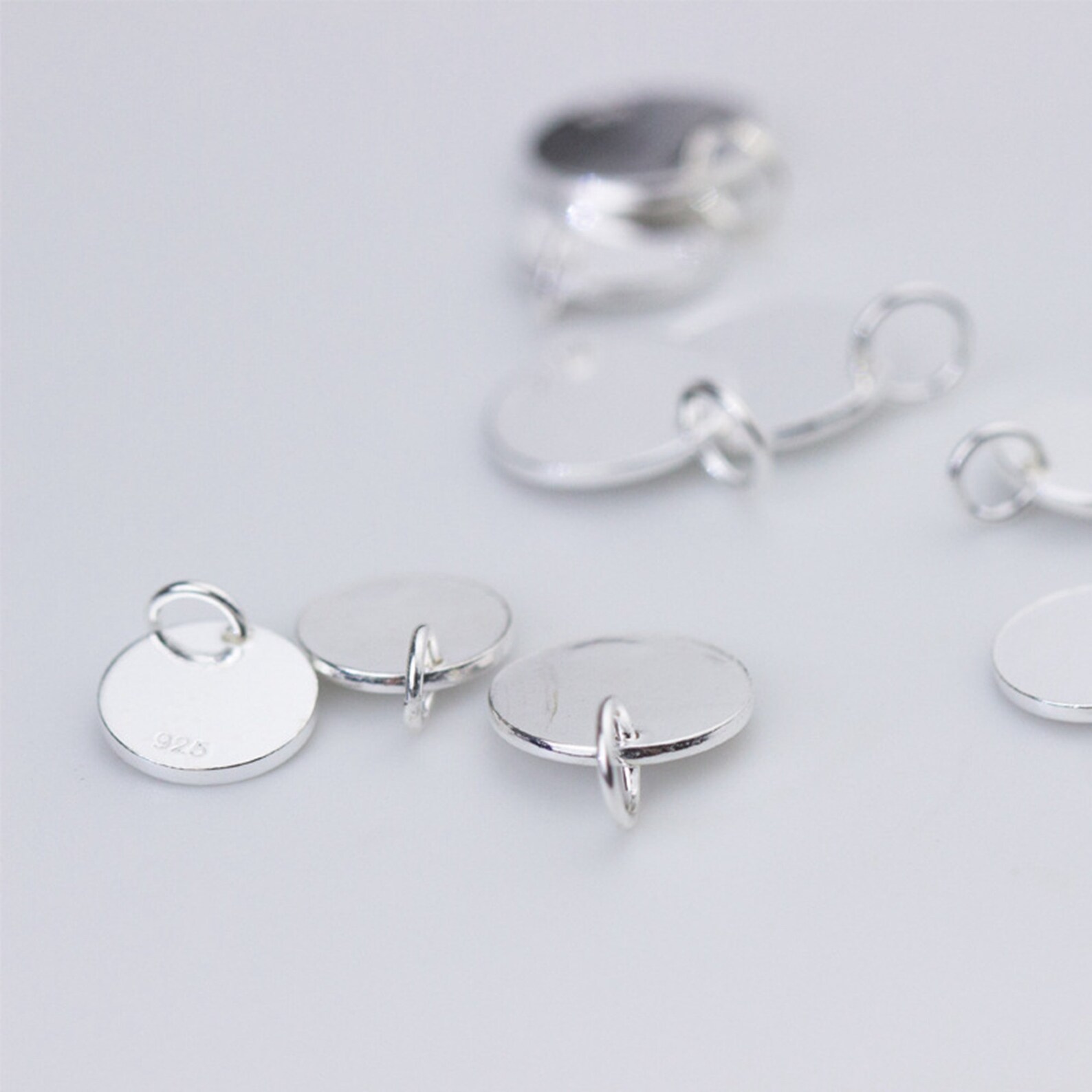 10/100 Pcs Sterling Silver Disc Charms Round Disc Charm 925 | Etsy