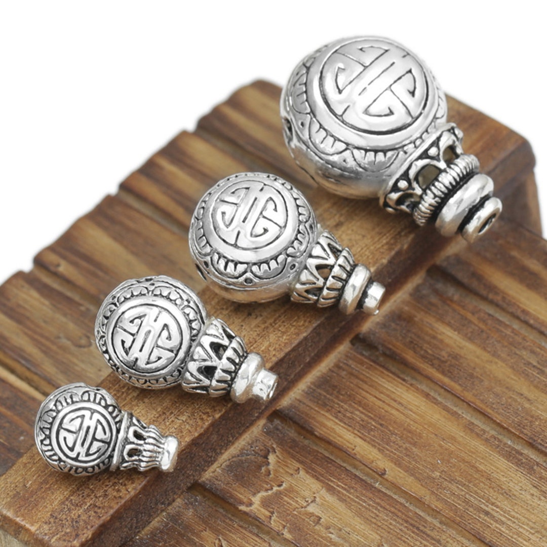 Sterling Silver FU Guru Beads, Three Holes Guru Beads, 925 Silver Good ...