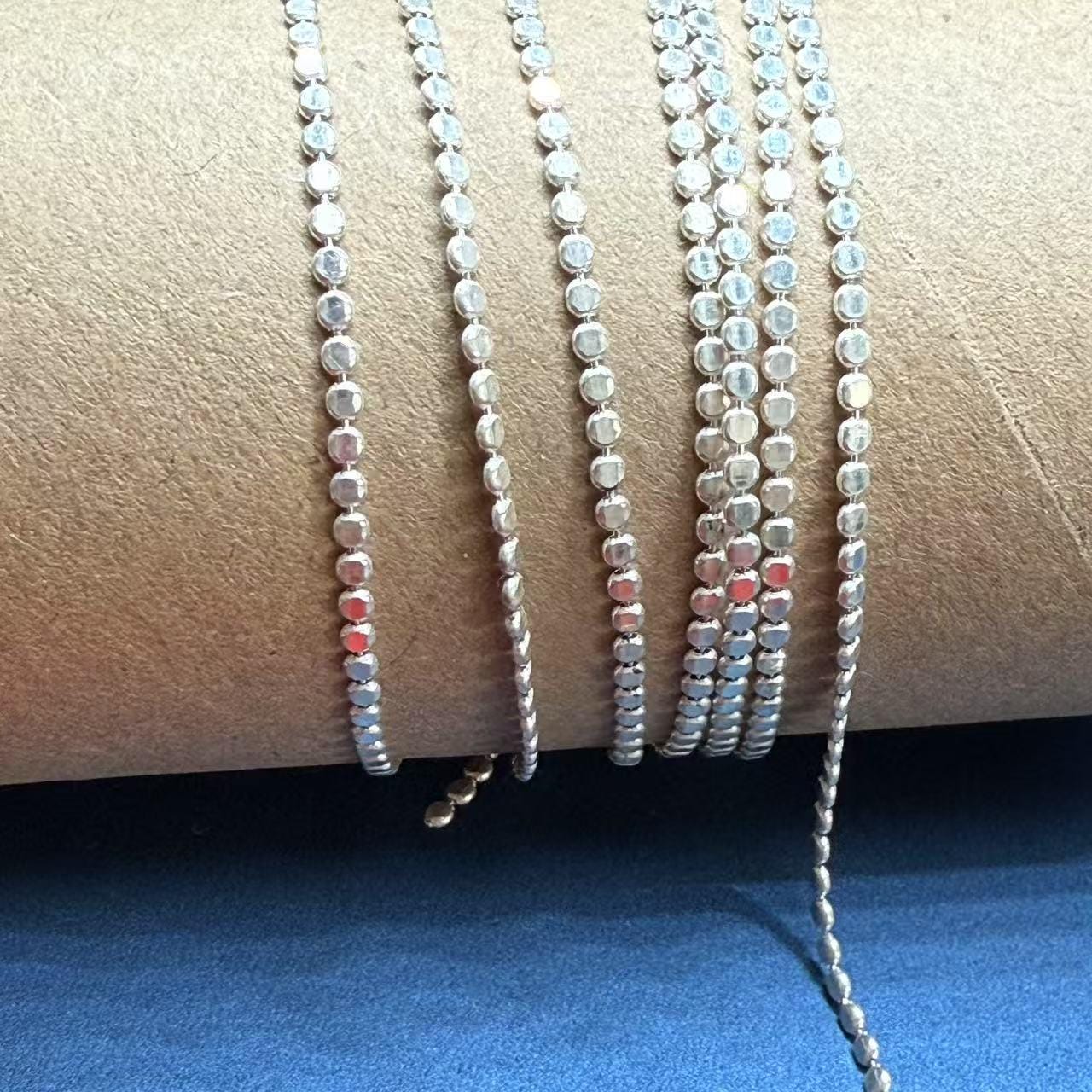 Sterling Silver Flat Round Bead Chain, Bulk Bead Chains, Unfinished ...