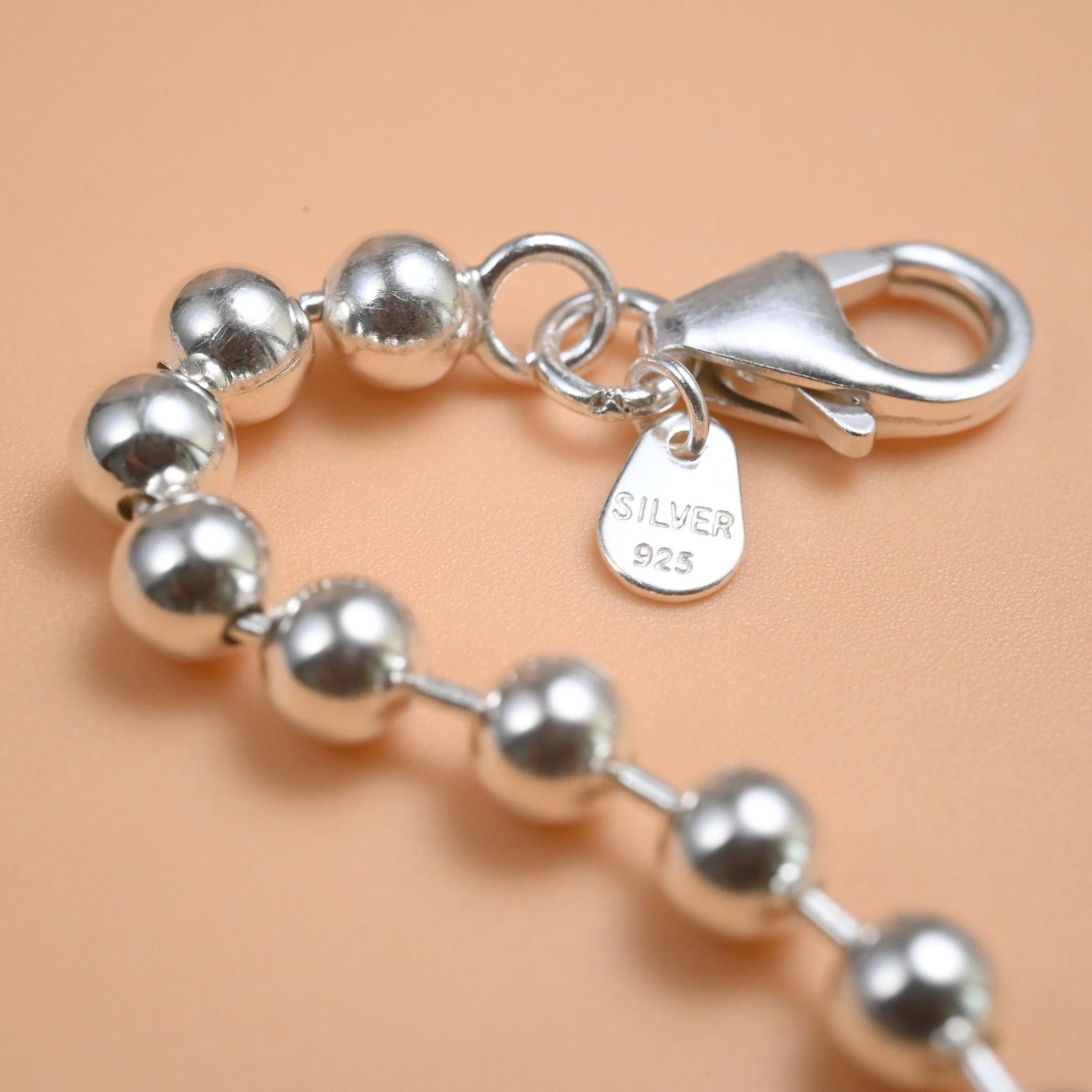 Sterling Silver Ball Chain, Round Bead Necklace (3.5mm 4mm) - Etsy