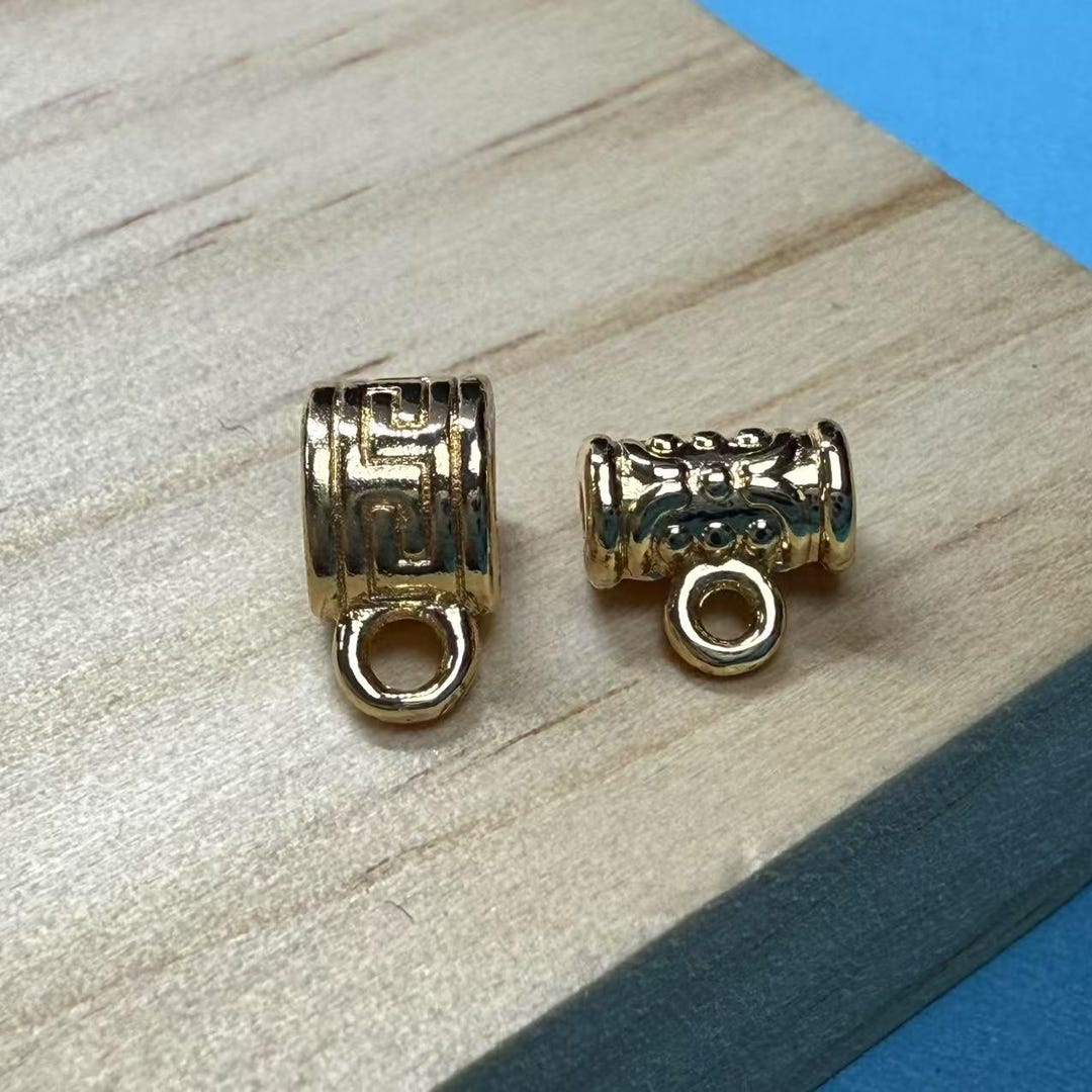 10pcs 14K Gold Plated Tube Bead W/ Loop, Gold Tone Tube Beads, Necklace ...