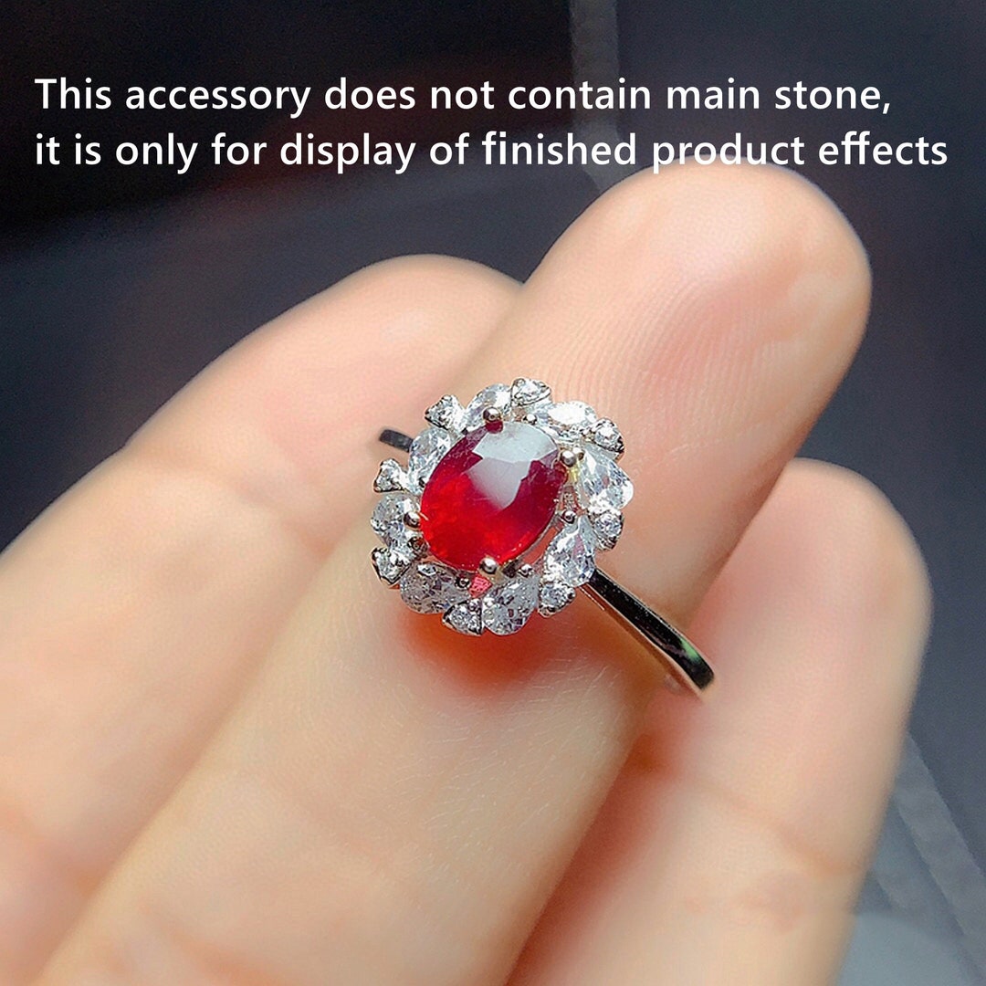 Sterling Silver Oval Ring Setting, Oval Ring Head, 925 Silver Ring ...