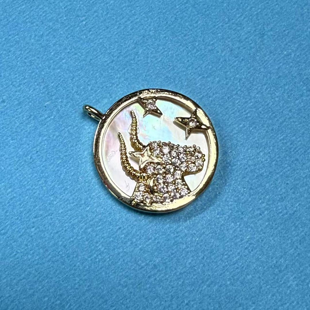 14K Gold Plated Shell Zodiac Charm, Star Sign Symbol - Etsy