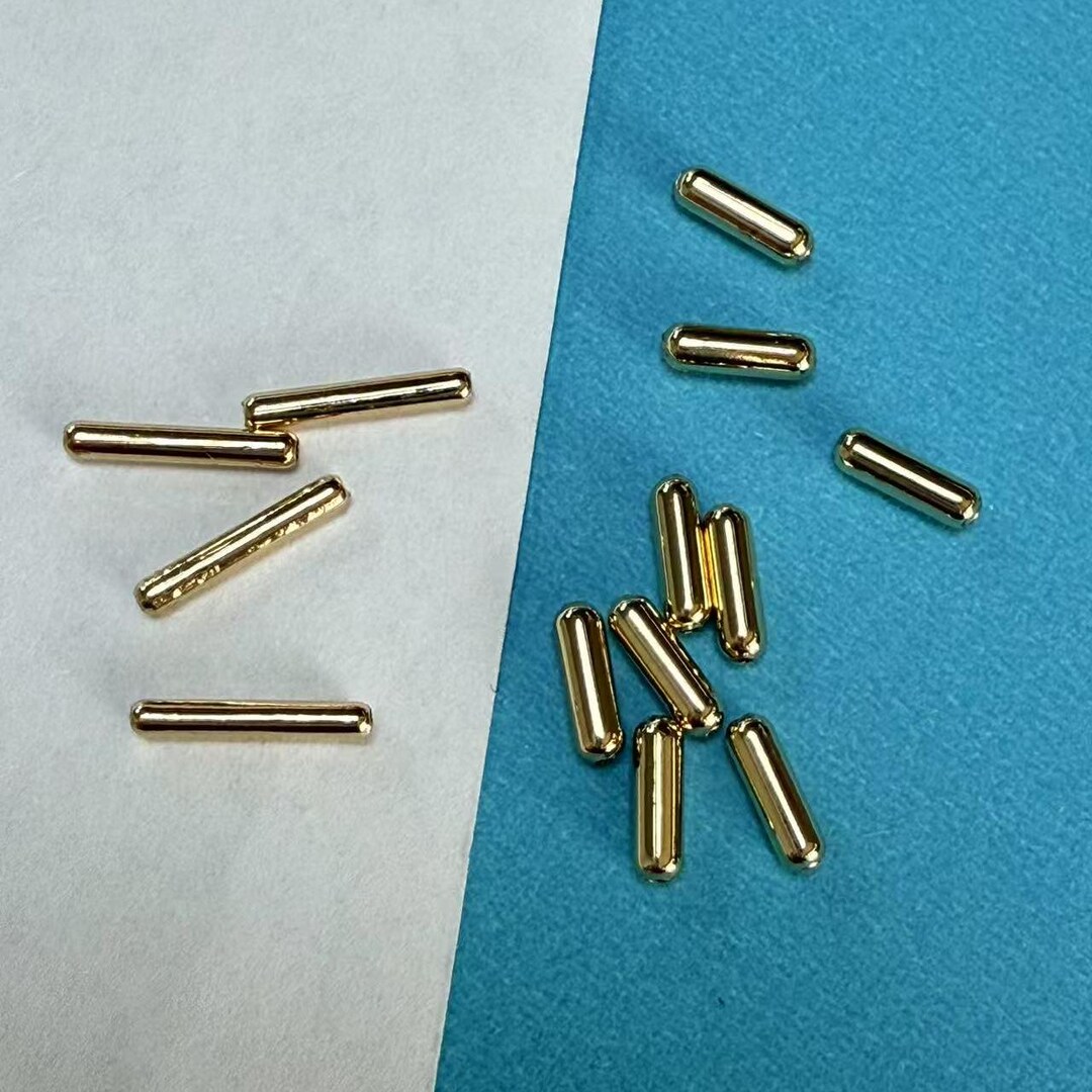14K Gold Plated Plain Tube Tubes, Gold Tone Noodle Tube Beads, Gold ...