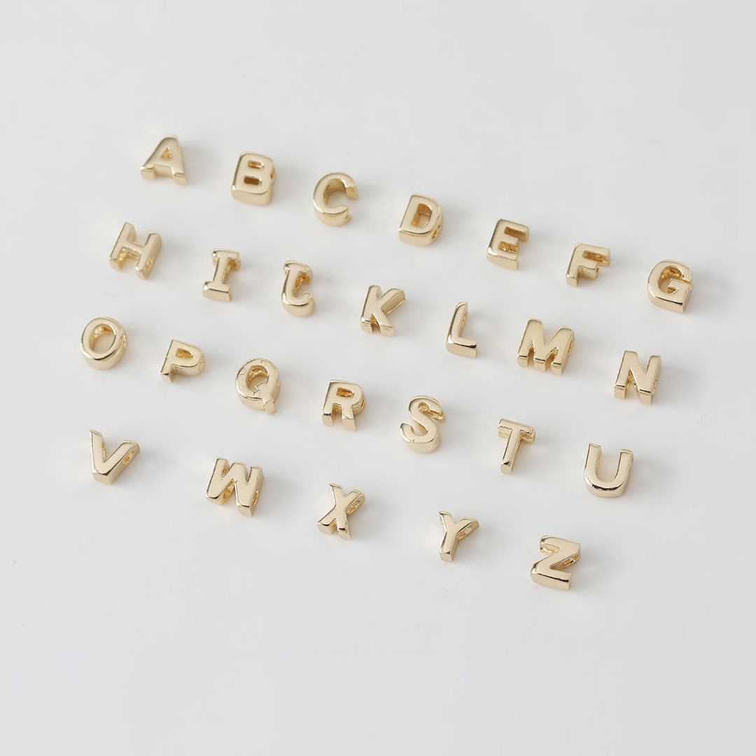 A-Z 14K Gold Plated Alphabet Beads, Letter Bead, Initial Bead, Monogram ...