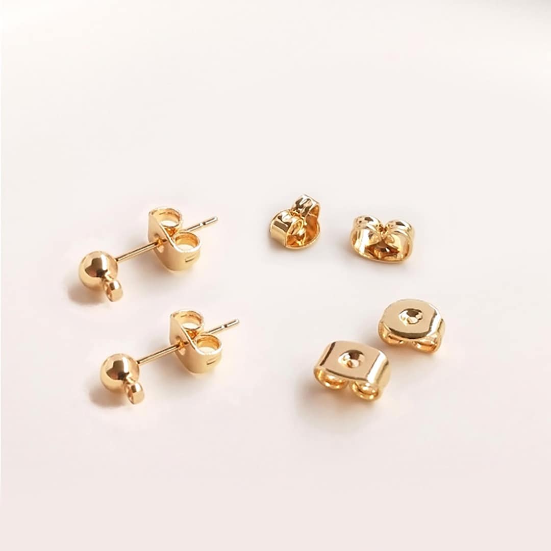 14K Gold Plated Ear Nuts, Earring Backs, Earring Backing, Gold Tone ...