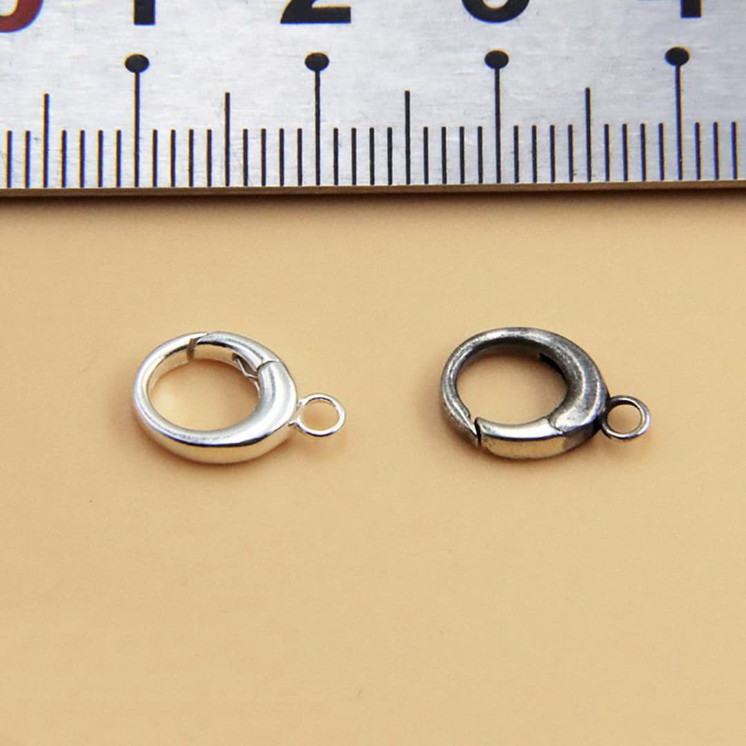 Sterling Silver Push Oval Clasps, S925 Silver Oval Spring Clasp, Oval Clasps With Loop, Bracelet ...