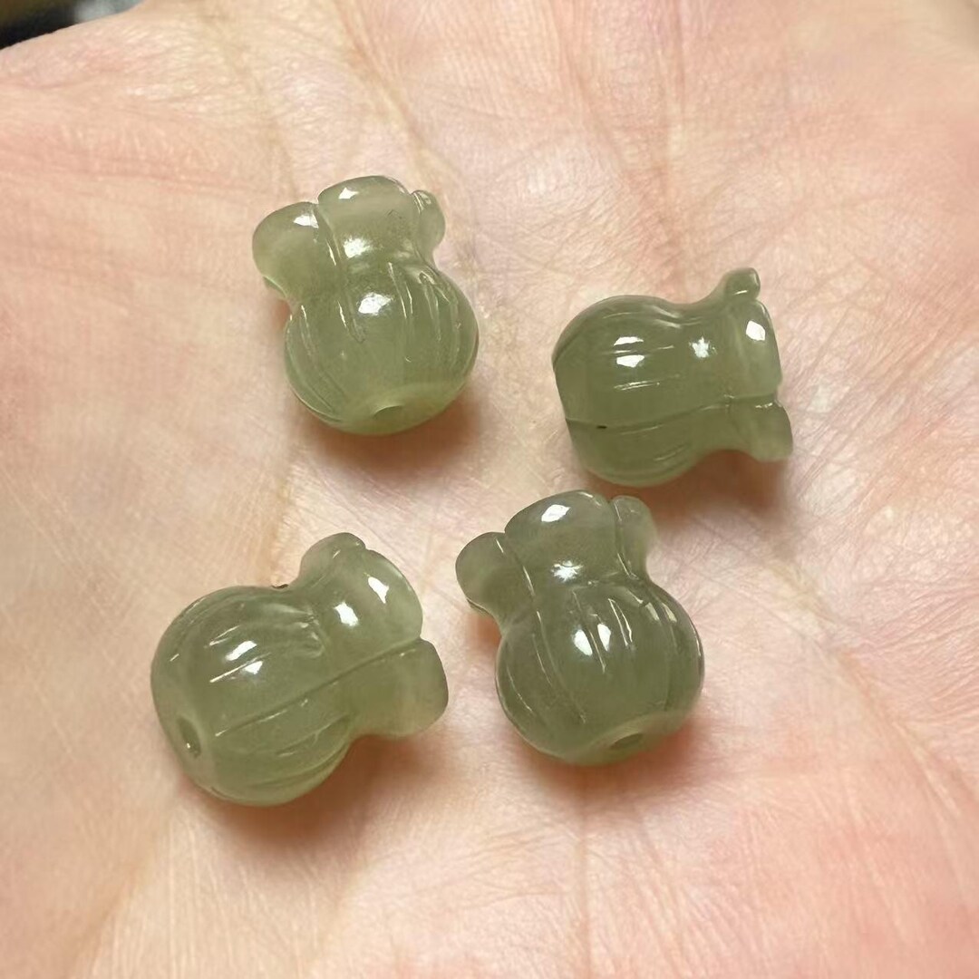 Natural Nephrite/white Jade Carving Bead, Flower Jade Beads Hand Made ...